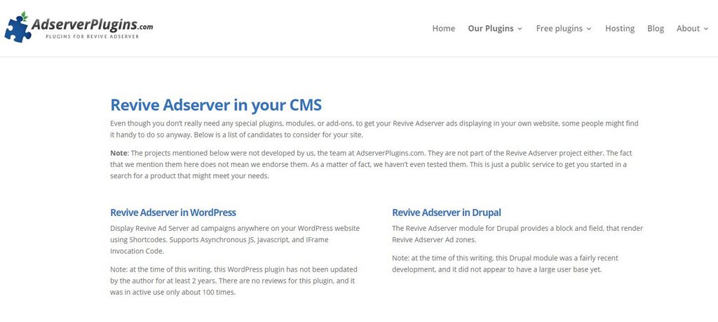 Revive Adserver in your CMS - Plugins for Revive Adserver
